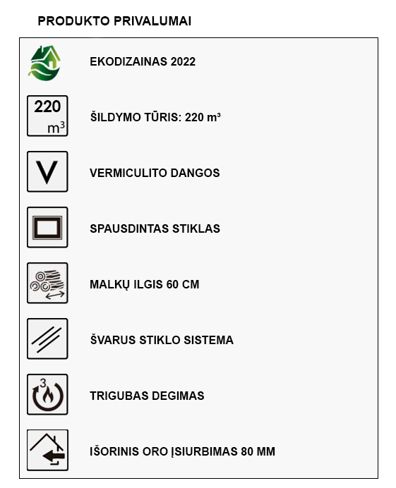 Malkinis židinys Panadero INSERT C-820-S - Paltaja