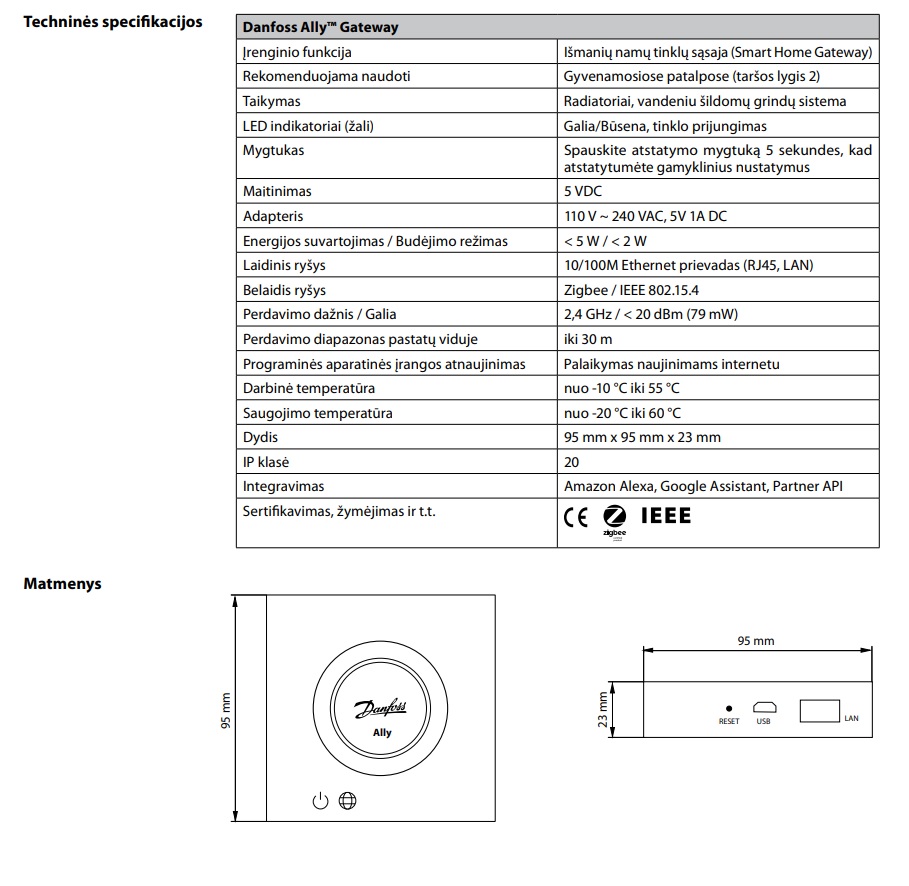 Danfoss Ally™ maršrutizatorius Zigbee - Paltaja