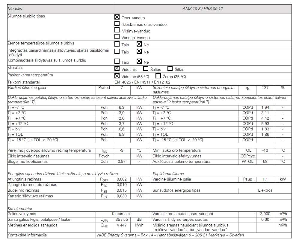 Šilumos siurbliai Nibe Split 8kW HBS05+AMS10+VVM225 - Paltaja
